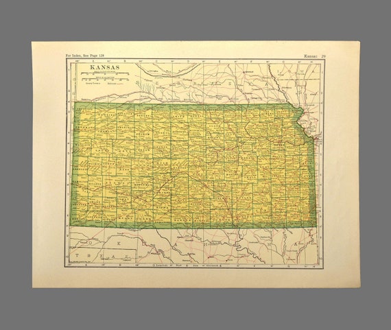 KANSAS RAILROAD MAP of Kansas Wall Decor Art Antique Original | Etsy