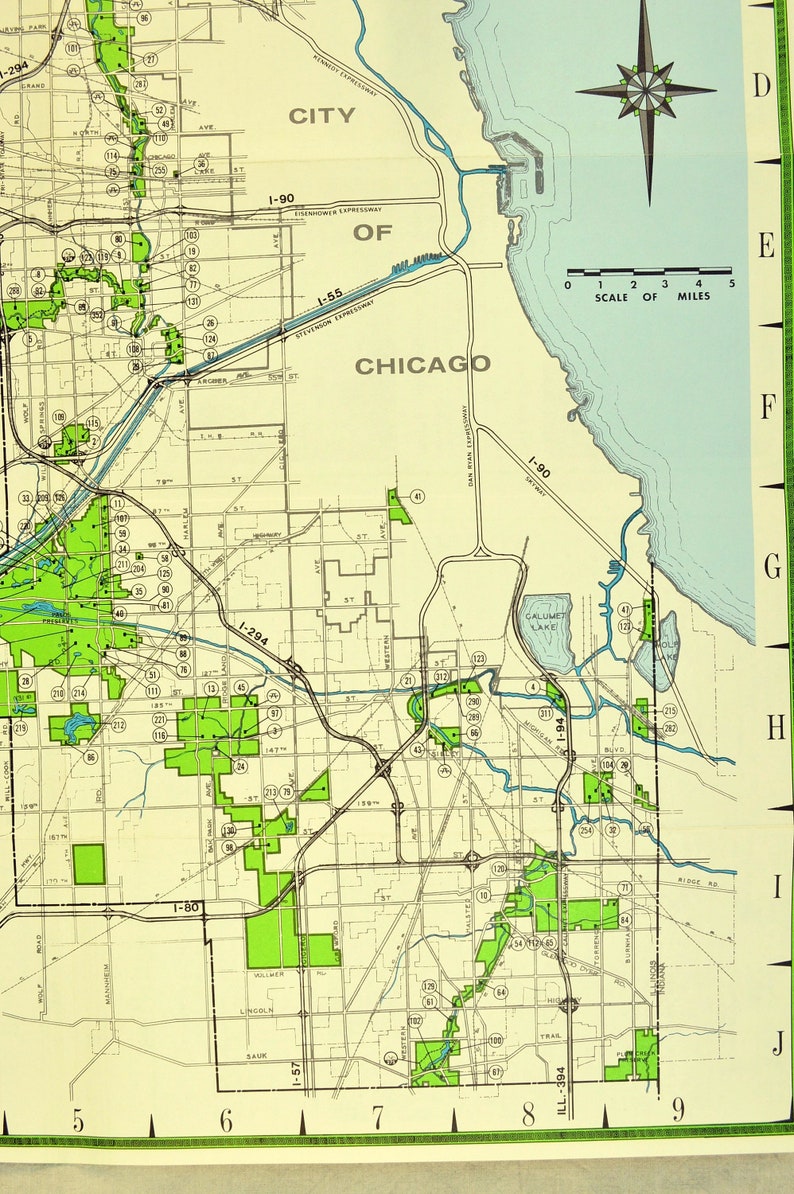 RARE Chicago Map of Cook County Parks Map Forest Preserve - Etsy