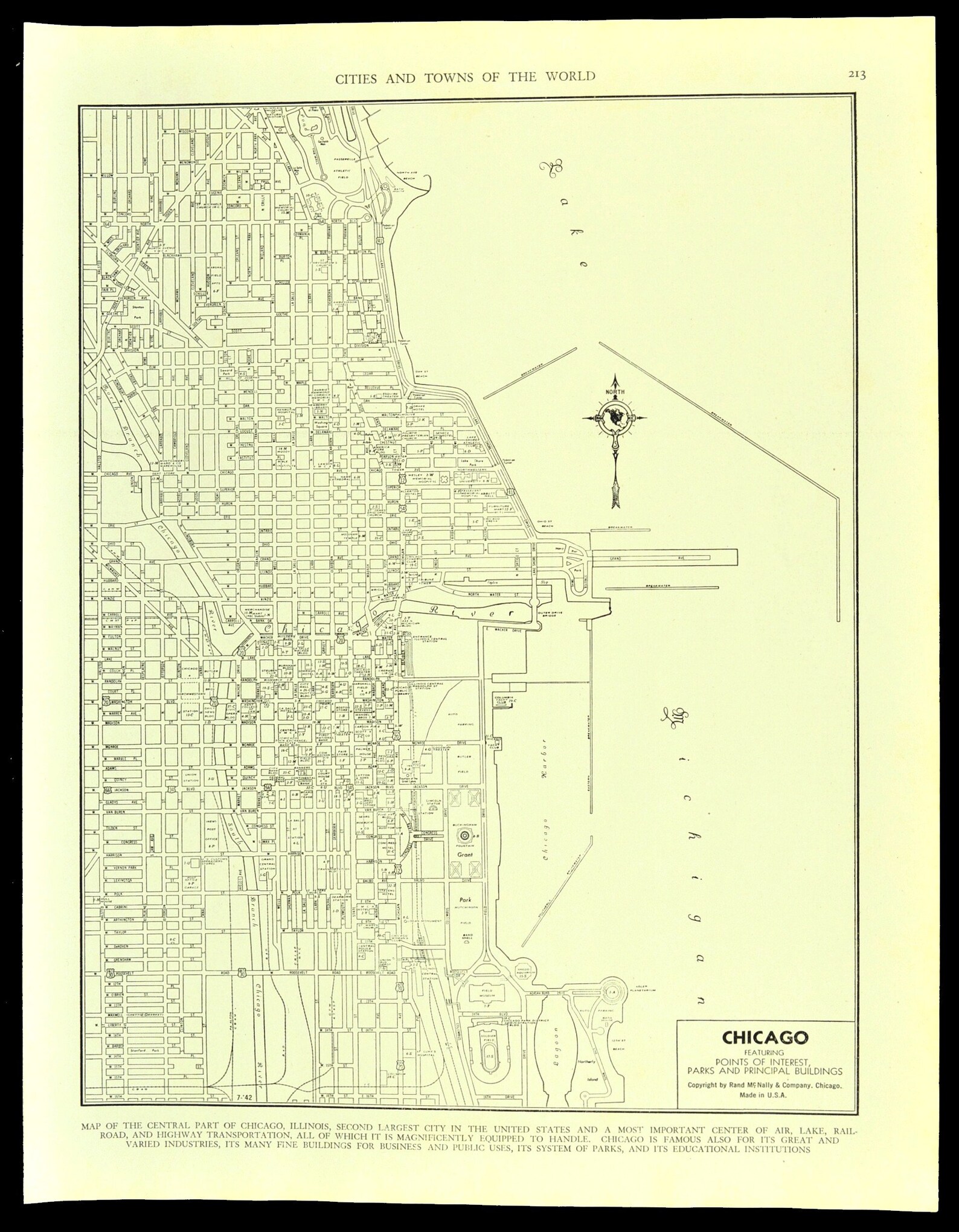 CHICAGO City Map of Chicago Street Map Wall Art Decor Vintage - Etsy