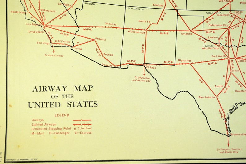 Airmail Flight Map Airway Airplane Wall Decor Art Plane - Etsy