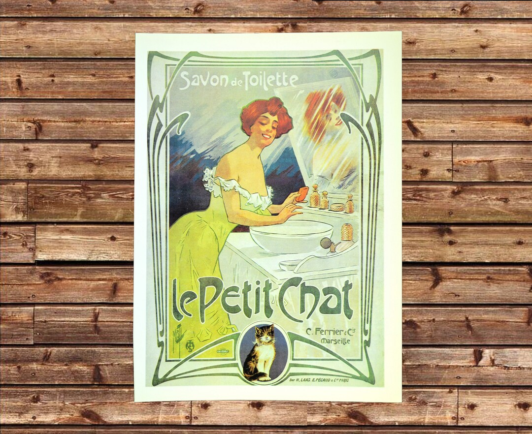 French Advertising Poster Paris Soap Ad Print Wall Art Cat - Etsy