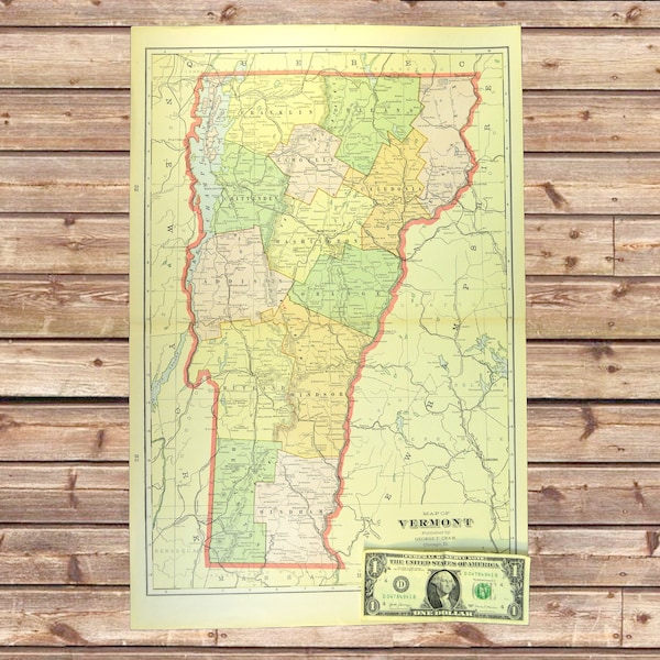 Vermont Map - Etsy