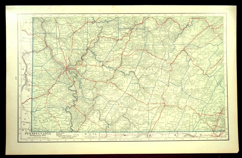 Antique Pittsburgh Area Road Map of Southwestern Pennsylvania - Etsy