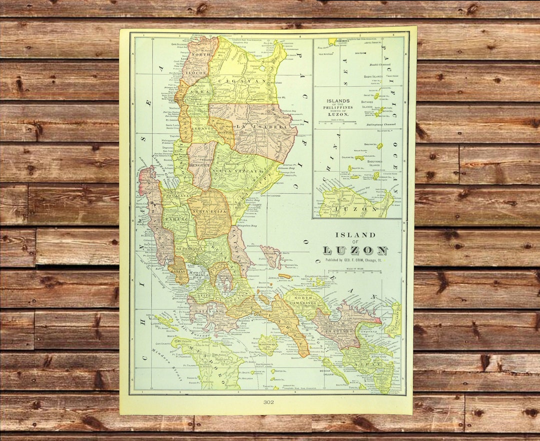 Vintage LUZON Map of Luzon Island Wall Art Philippines Islands ORIGINAL ...