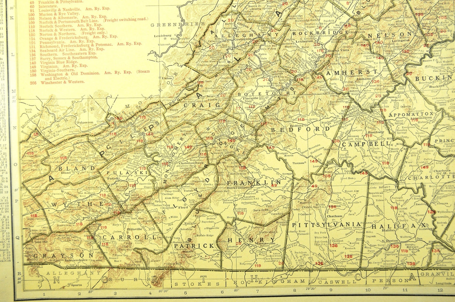 VIRGINIA RAILROAD Map Wall Art Decor Antique Extra LARGE - Etsy