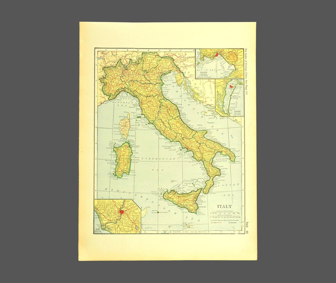 Antique ITALY Railroad Map Wall Art Decor Italian Sardinia - Etsy