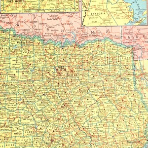 Texas Map of Texas Wall Art Decor Vintage 1950s Old Railroad | Etsy