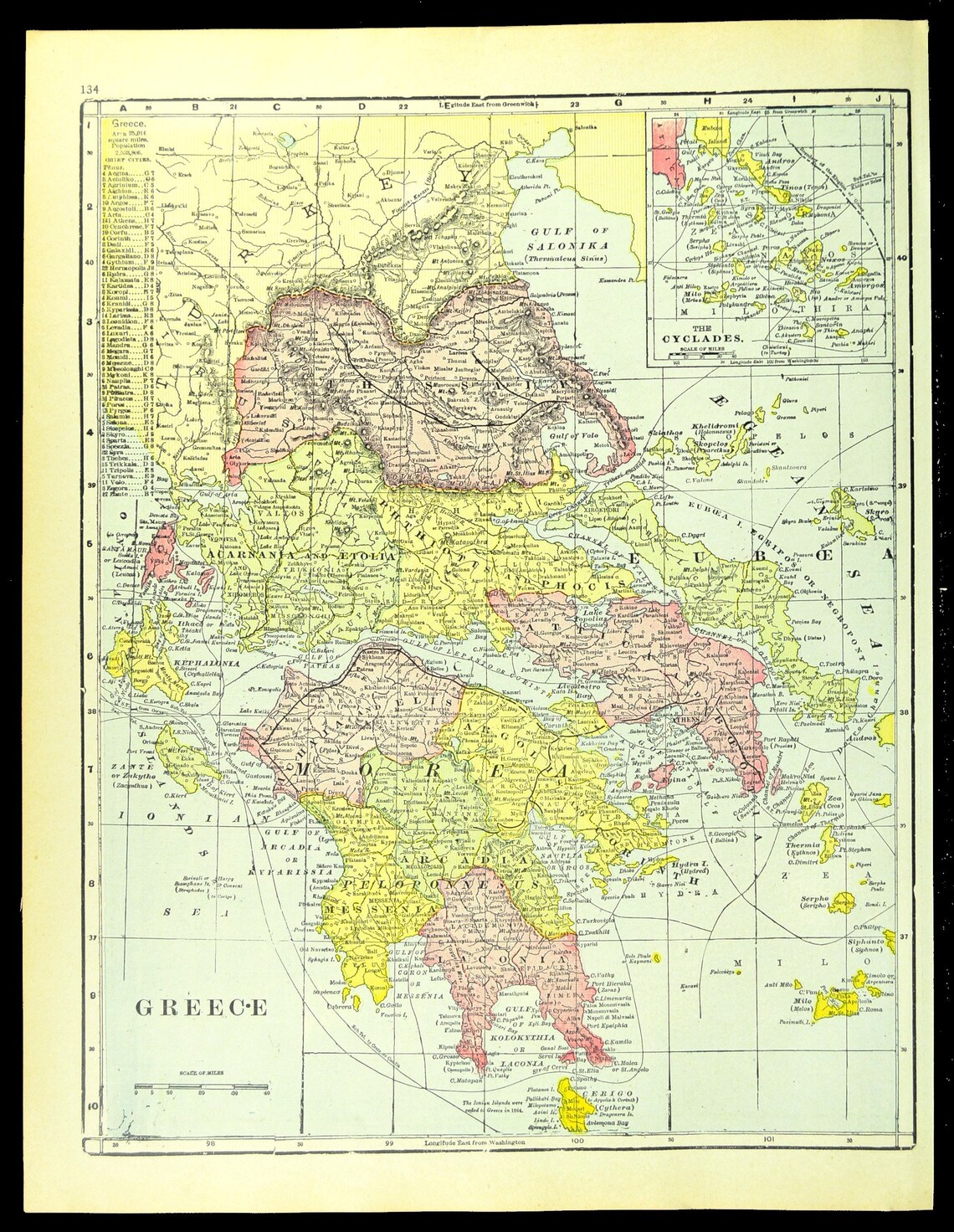 GREECE MAP of the Greek Isles Map Islands Wall Art ORIGINAL - Etsy