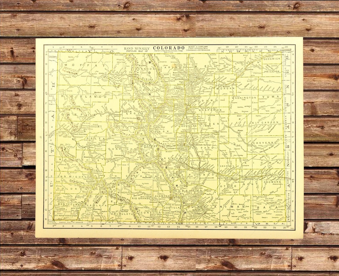 1920s Antique COLORADO Map Wall Art Decor Vintage Old ORIGINAL ...