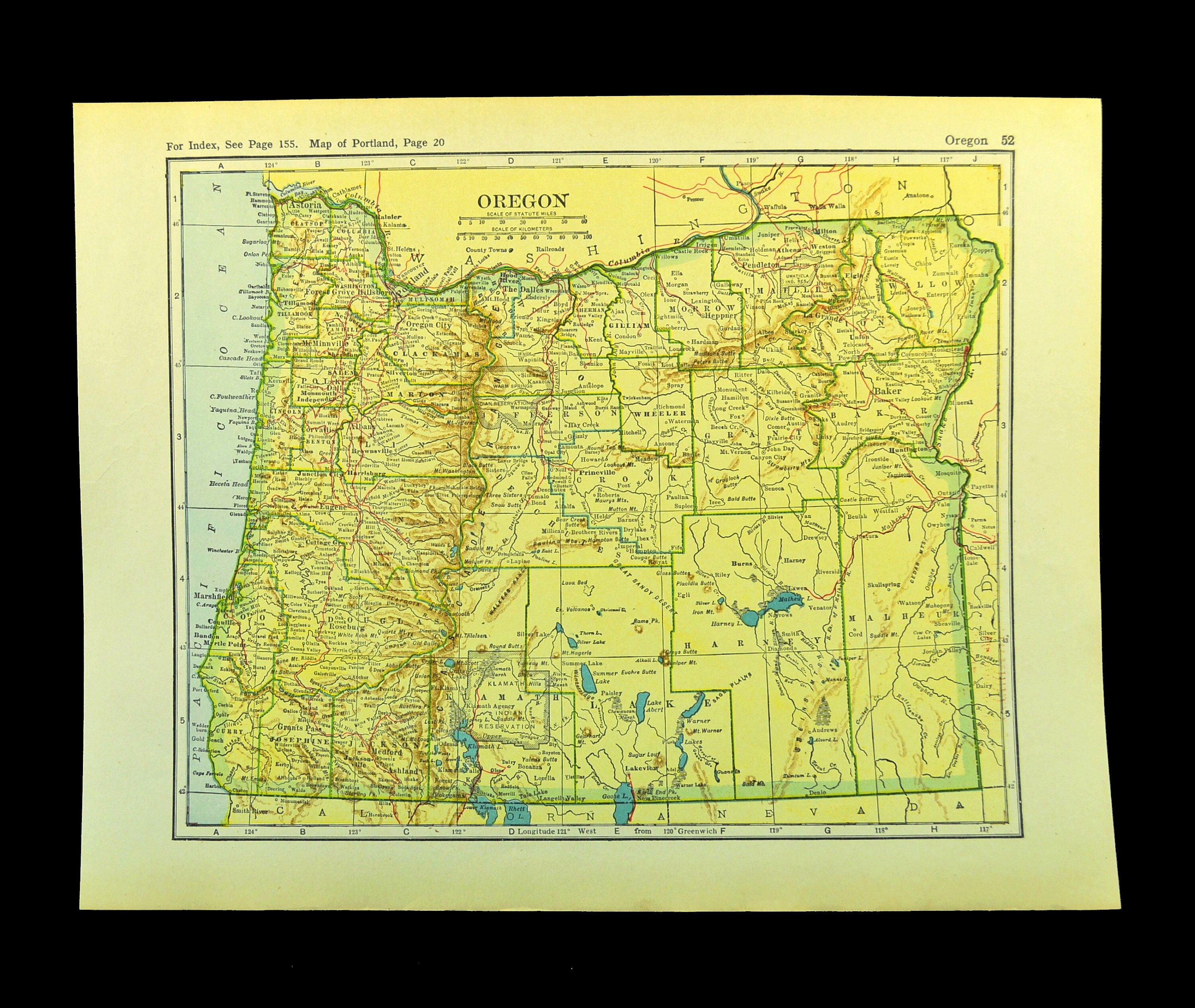 Antique 1920s OREGON Railroad Map Wall Art Decor ORIGINAL Old - Etsy ...