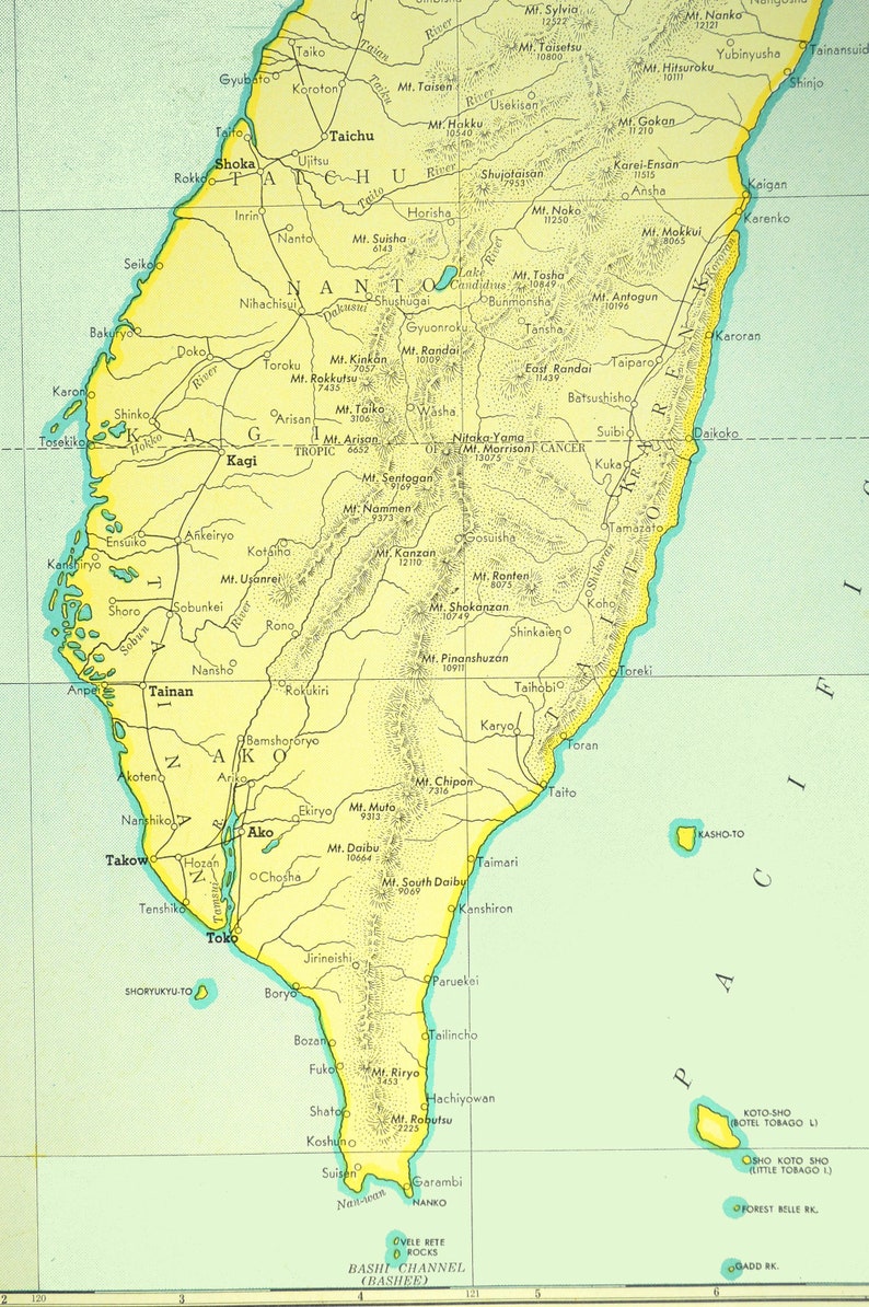 Vintage FORMOSA Map of Taiwan Wall Art Frameable 1940s - Etsy