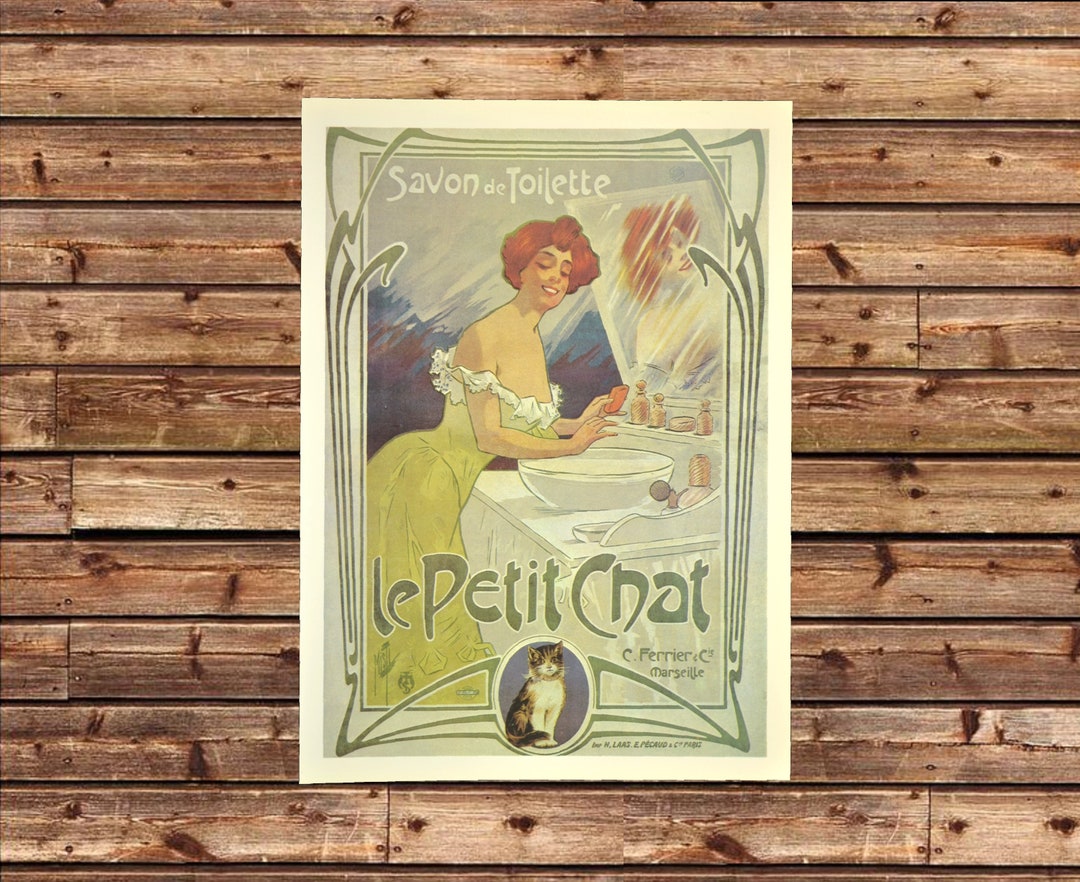 French Advertising Poster Paris Soap Ad Print Wall Art Cat Print Gift ...