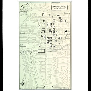 1940s Dayton City Street Map Wall Decor Frameable Art Ready to - Etsy
