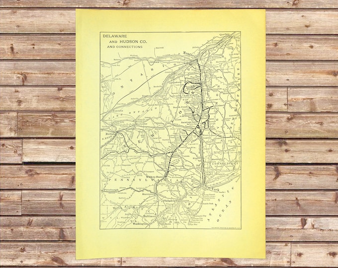 1928 Antique DELAWARE and HUDSON Railroad Map Vintage Railway Map ...