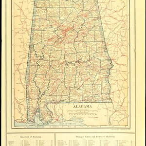 Antique ALABAMA RAILROAD Map Wall Art Decor ORIGINAL Railway - Etsy