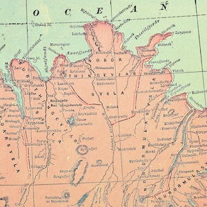 Iceland Map of Iceland Wall Art Decor Antique Original Early | Etsy