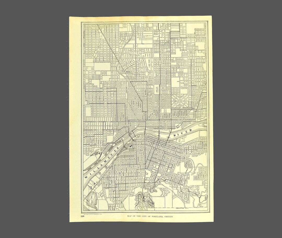PORTLAND Street Map Wall Decor Art Antique ORIGINAL Vintage - Etsy