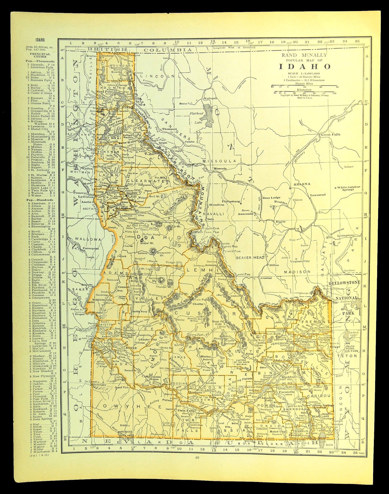 Antique Idaho Map Wall Decor Art Original 1930s Lithograph Old Etsy