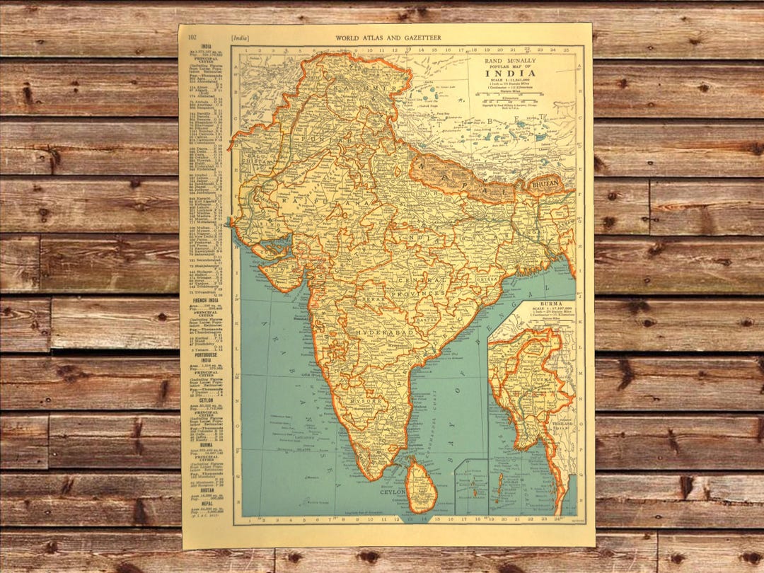INDIA Map of India Wall Art Frameable Matted ORIGINAL Traveler Gift ...