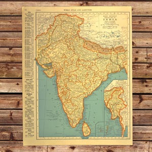 INDIA Map of India Wall Art Frameable Matted ORIGINAL Traveler Gift ...