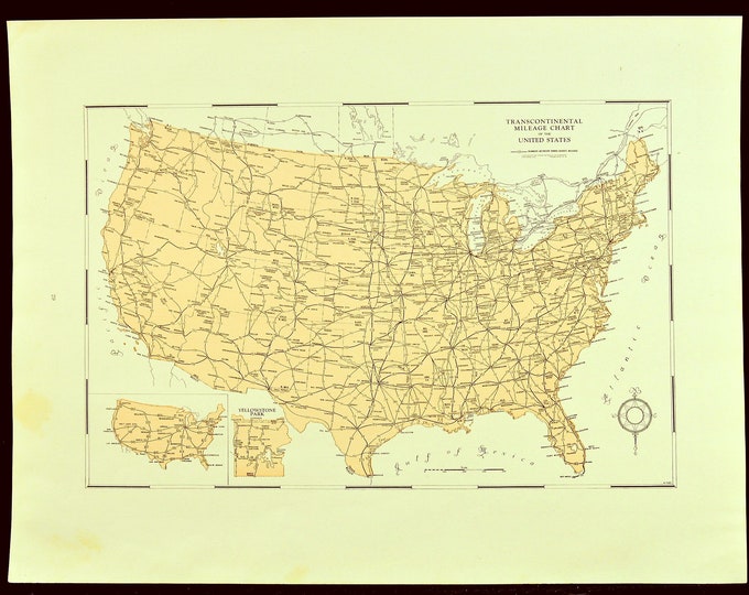 Antique US Roadway Map US Highway Map US 1930s Usa Original - Etsy