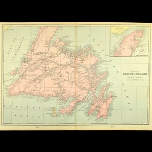 Newfoundland Map of Newfoundland Wall Art Decor Antique - Etsy