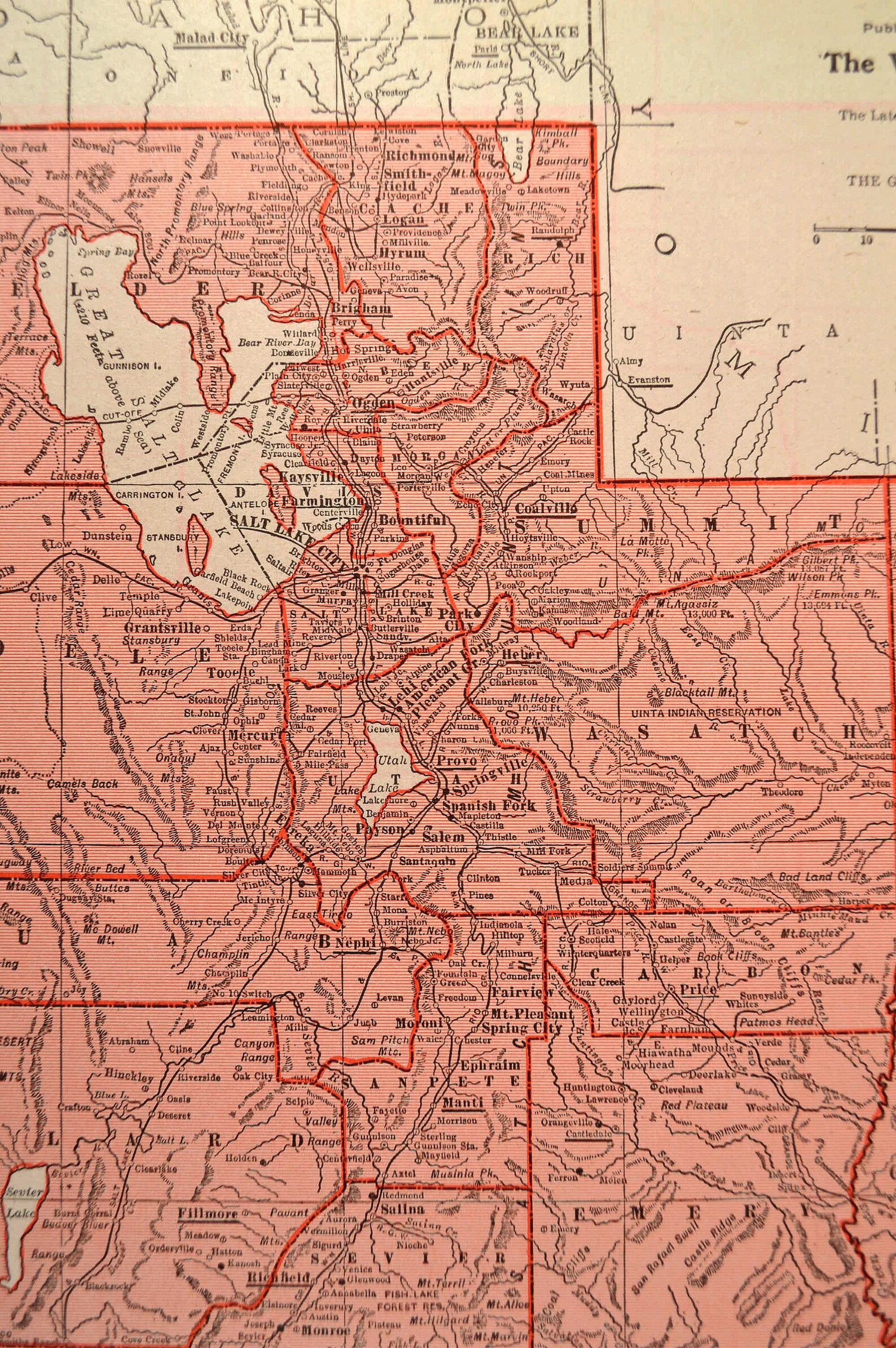 Utah Map of Utah Wall Decor Art Vintage Antique Original Pink | Etsy