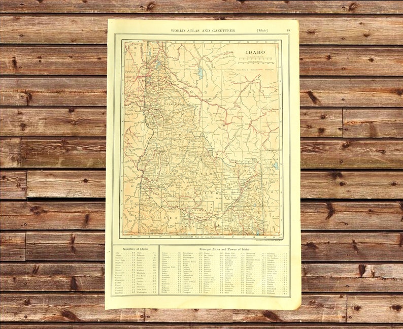 Antique IDAHO RAILROAD Map Wall Art 1920s Decor ORIGINAL Old | Etsy