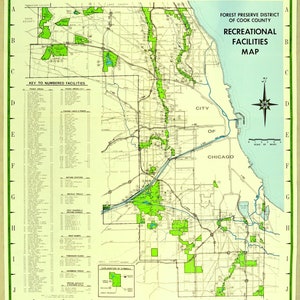 RARE Chicago Map of Cook County Parks Map Forest Preserve - Etsy