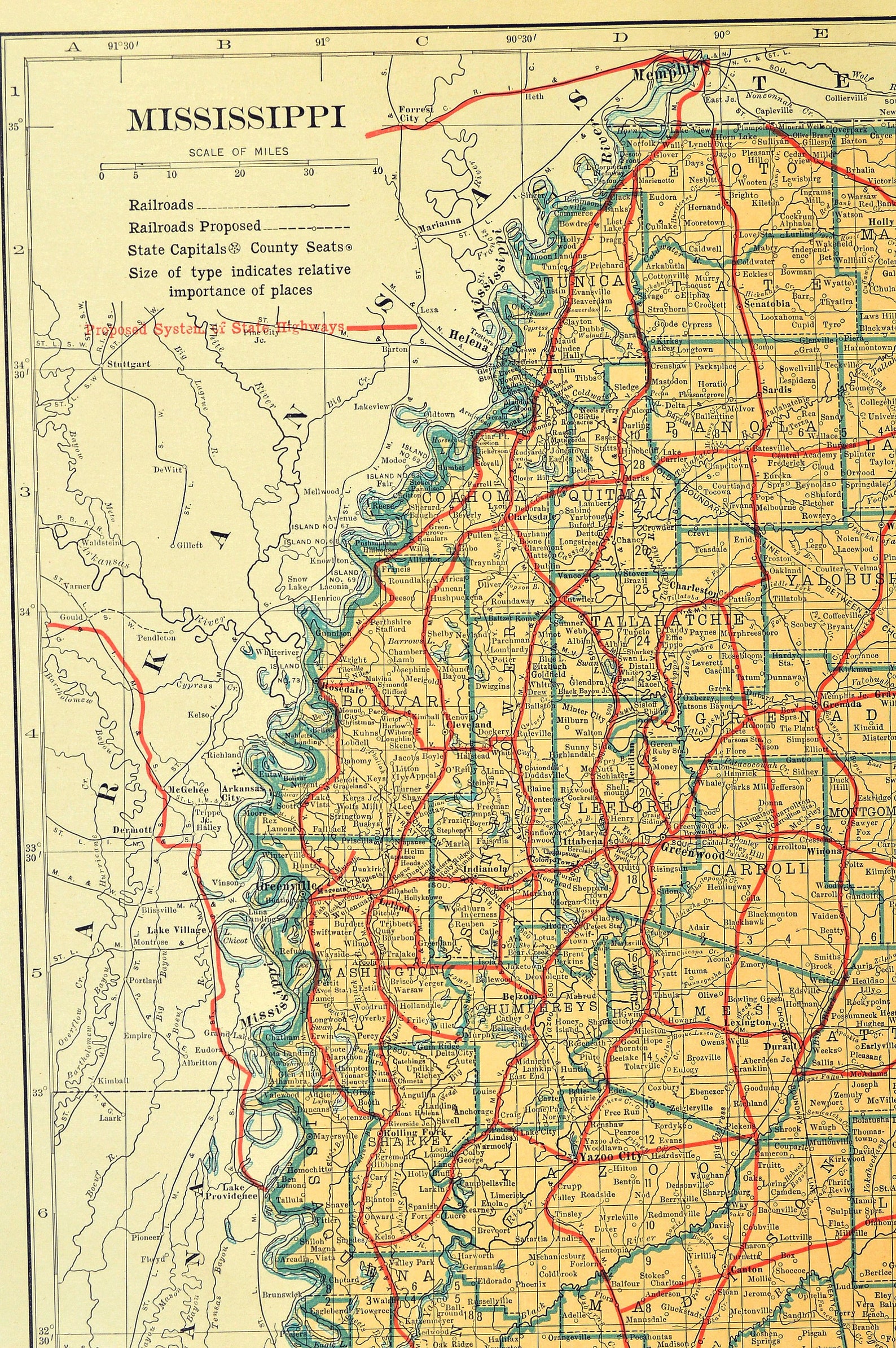 Mississippi Map of Mississippi Wall Art Decor LARGE Road Map | Etsy