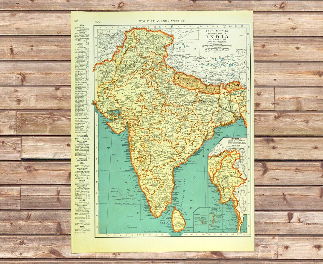 INDIA Map of India Wall Art Frameable Matted ORIGINAL Traveler Gift ...