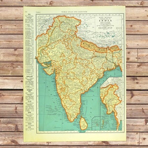 INDIA Map of India Wall Art Frameable Matted ORIGINAL Traveler - Etsy