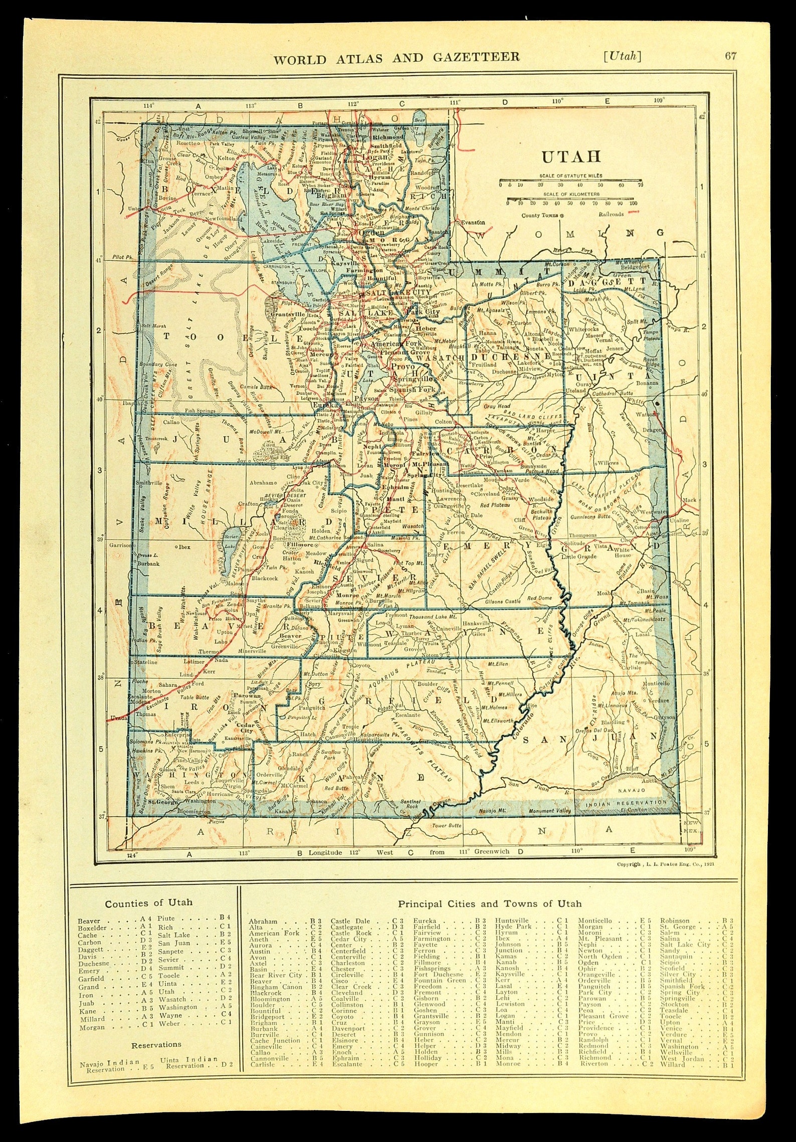Antique UTAH Map of Utah Railroad Map Wall Art ORIGINAL - Etsy