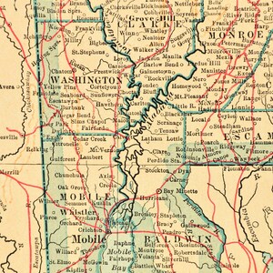 Antique ALABAMA RAILROAD Map Wall Art Decor ORIGINAL Railway - Etsy