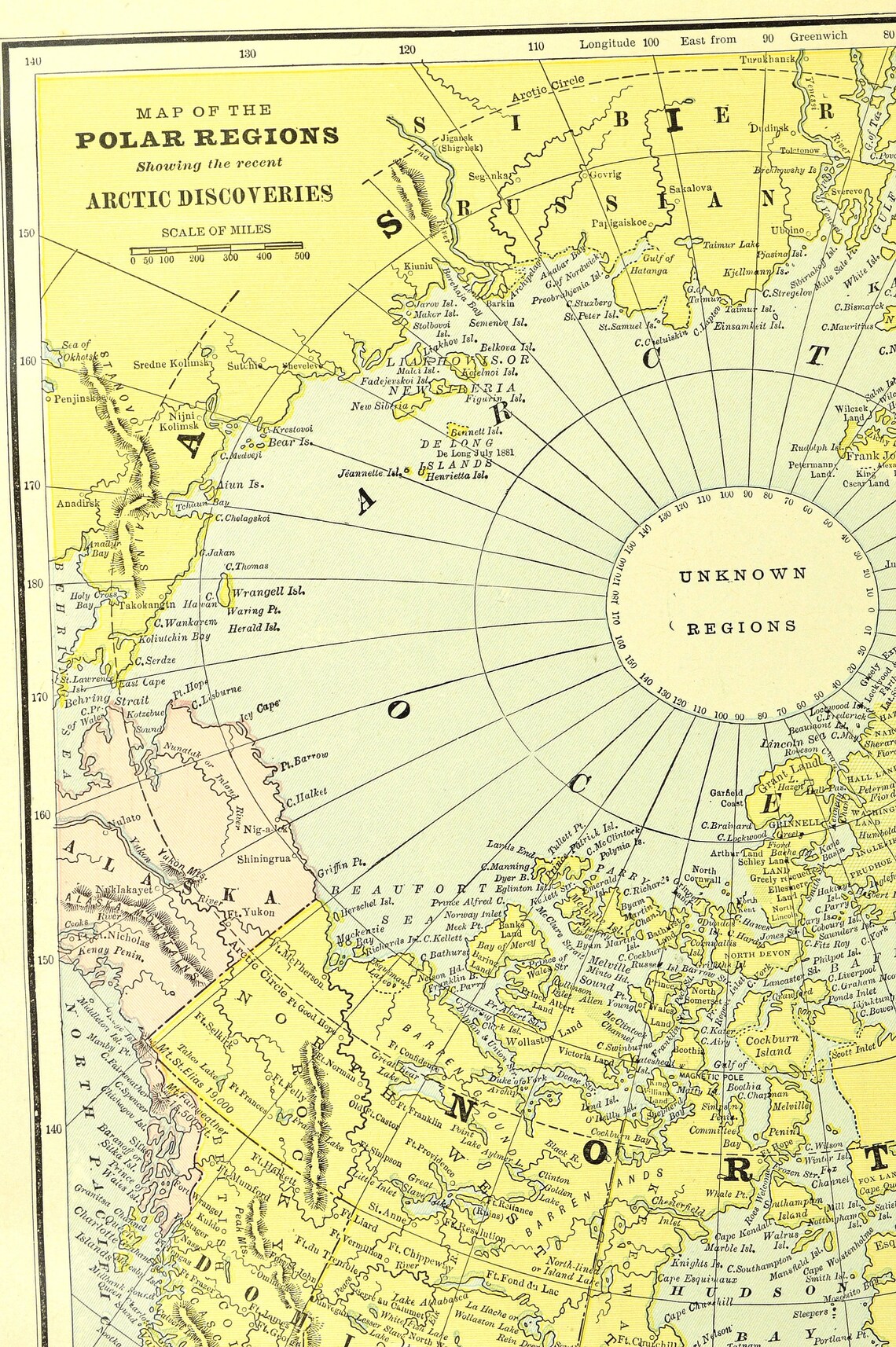 North Pole Map of the North Pole Region Wall Decor Art Antique | Etsy
