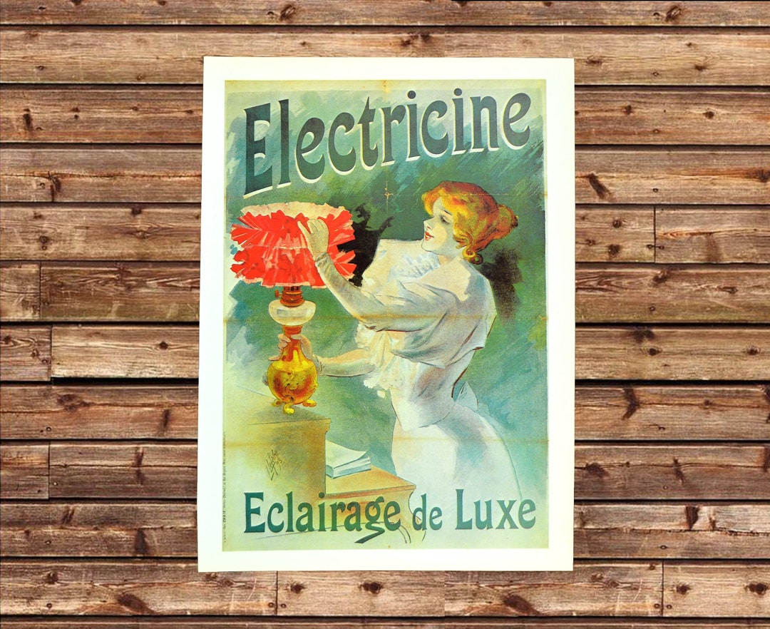 Vintage Electric Light Ad Poster Wall Art French Advertisement - Etsy