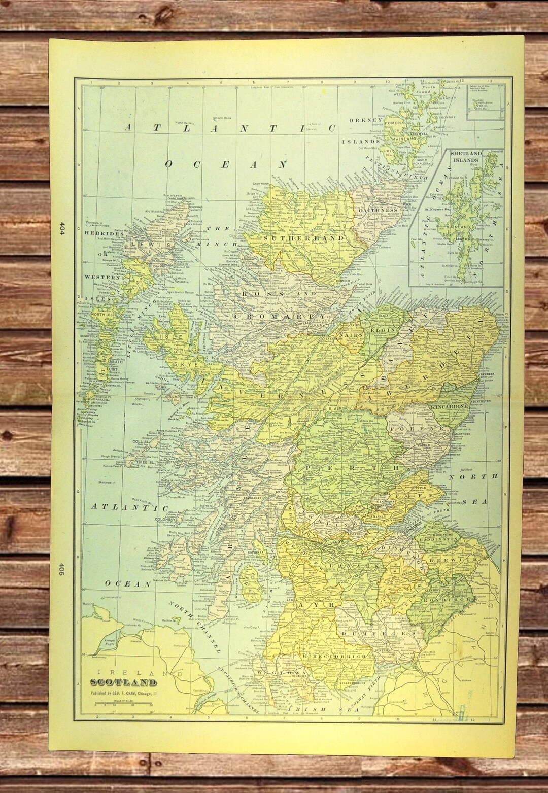 Vintage Scotland Map Wall Art Old ORIGINAL Antique Genealogy Gift - Etsy