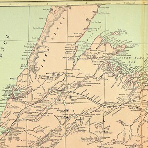 Newfoundland Map of Newfoundland Wall Art Decor Antique - Etsy