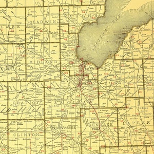 MICHIGAN Railroad Map Wall Art Decor Antique Old EXTRA LARGE - Etsy