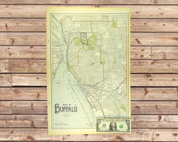 ORIGINAL Buffalo Street Map LARGE Wall Art Decor Antique ORIGINAL New ...