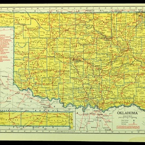 OKLAHOMA Railroad Map Wall Decor Art Vintage Original 1940s | Etsy ...