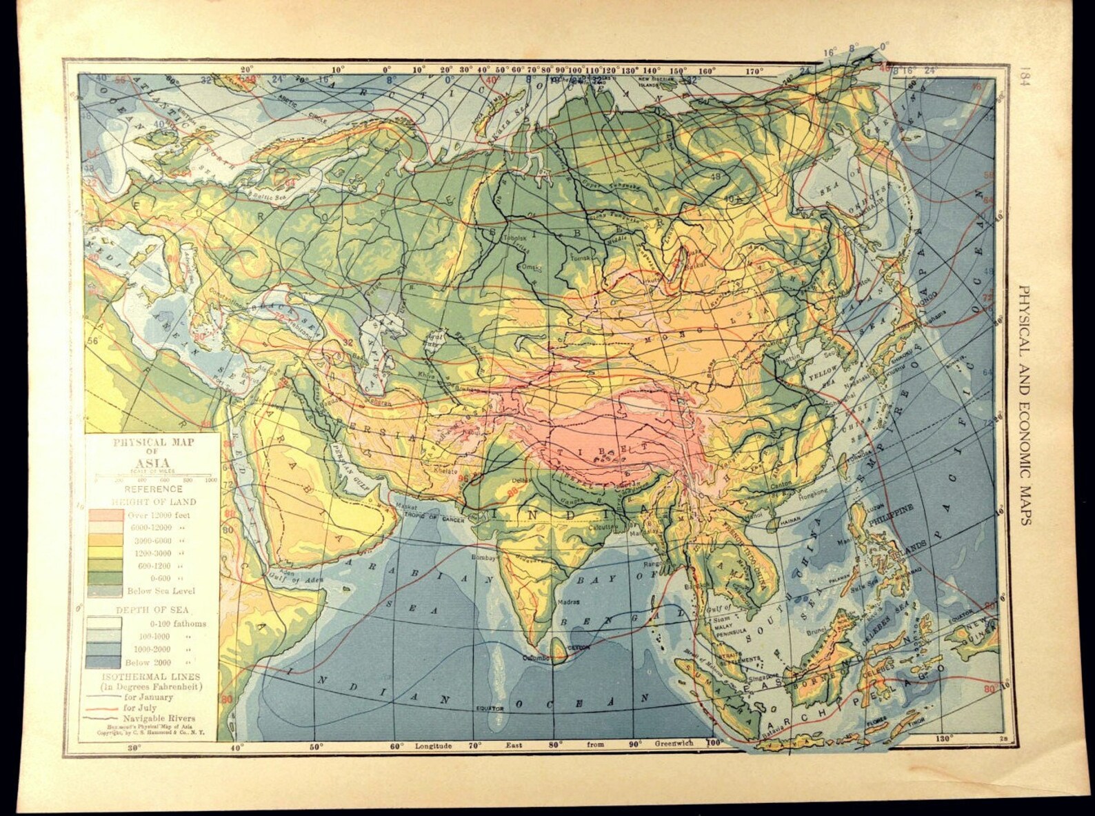 Asia Map of Asia Wall Decor Art Topographic Asia Physical | Etsy