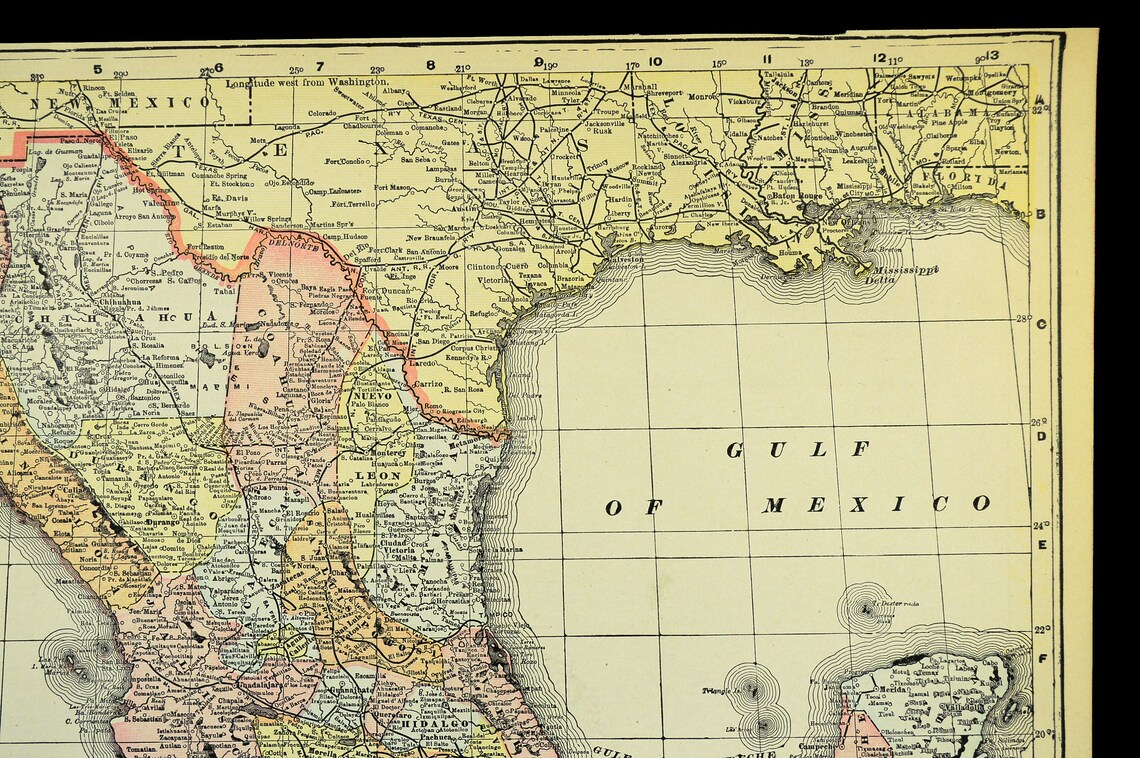 Antique MEXICO Map of Mexico Wall Art Decor City ORIGINAL Old - Etsy