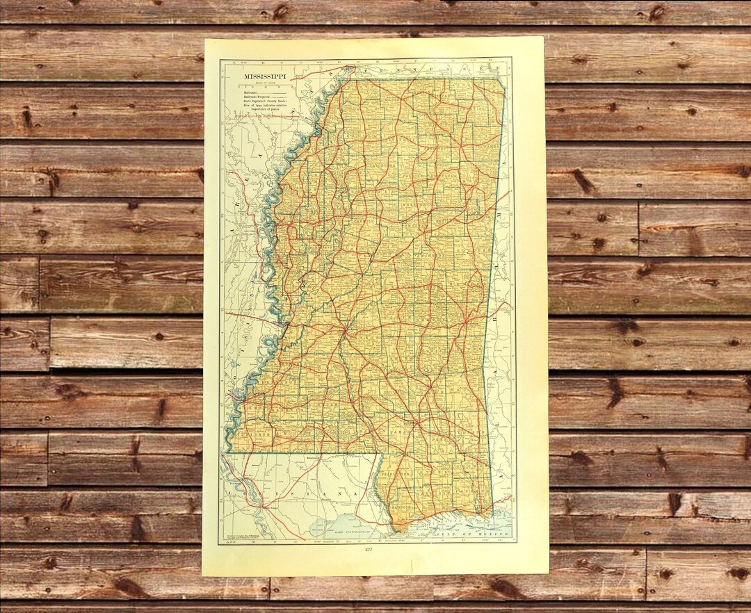 MISSISSIPPI Road Map of Mississippi Wall Art LARGE Highway - Etsy