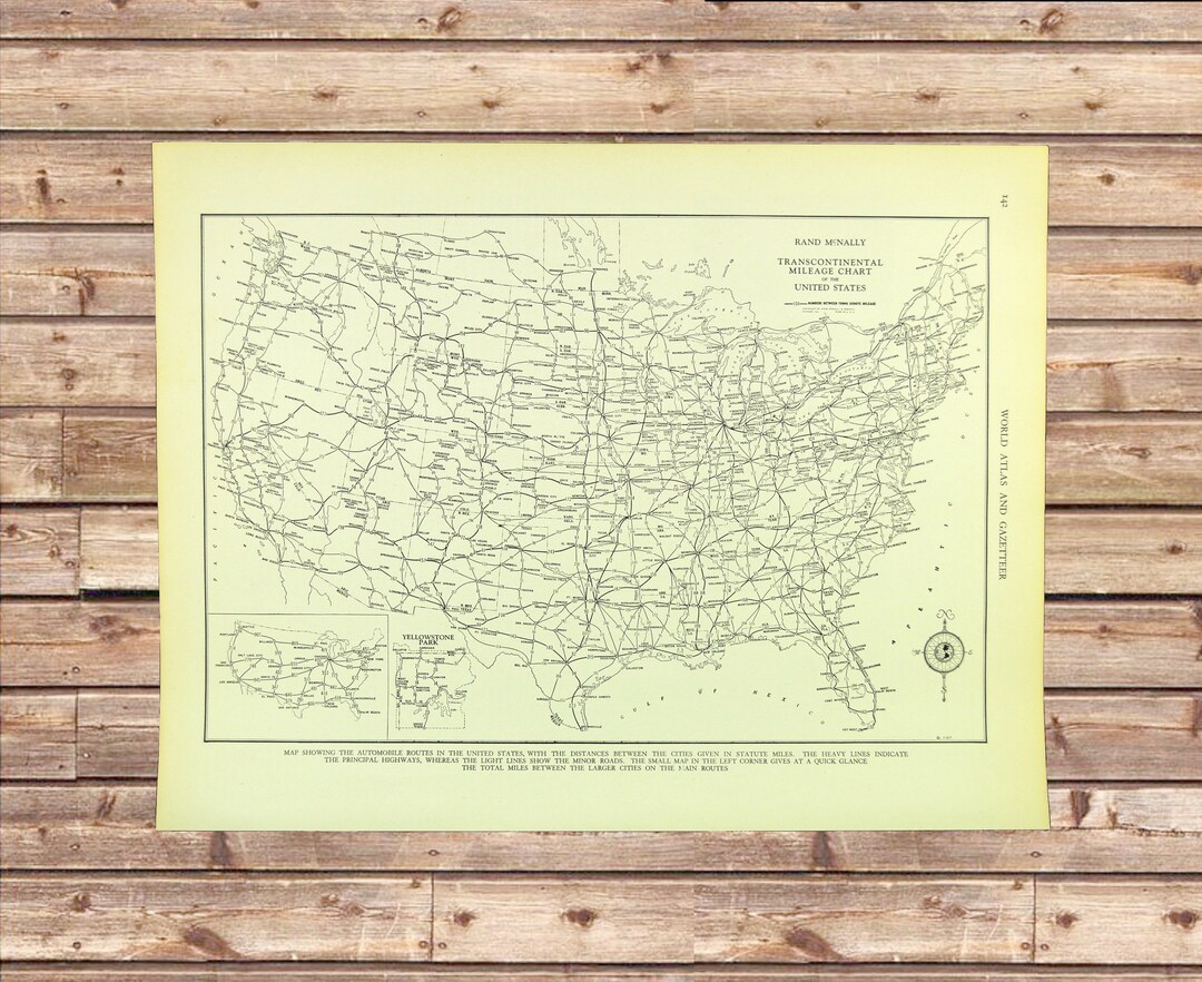 Vintage Wall Art US Roadway Map US Highway Map US 1930s Usa - Etsy