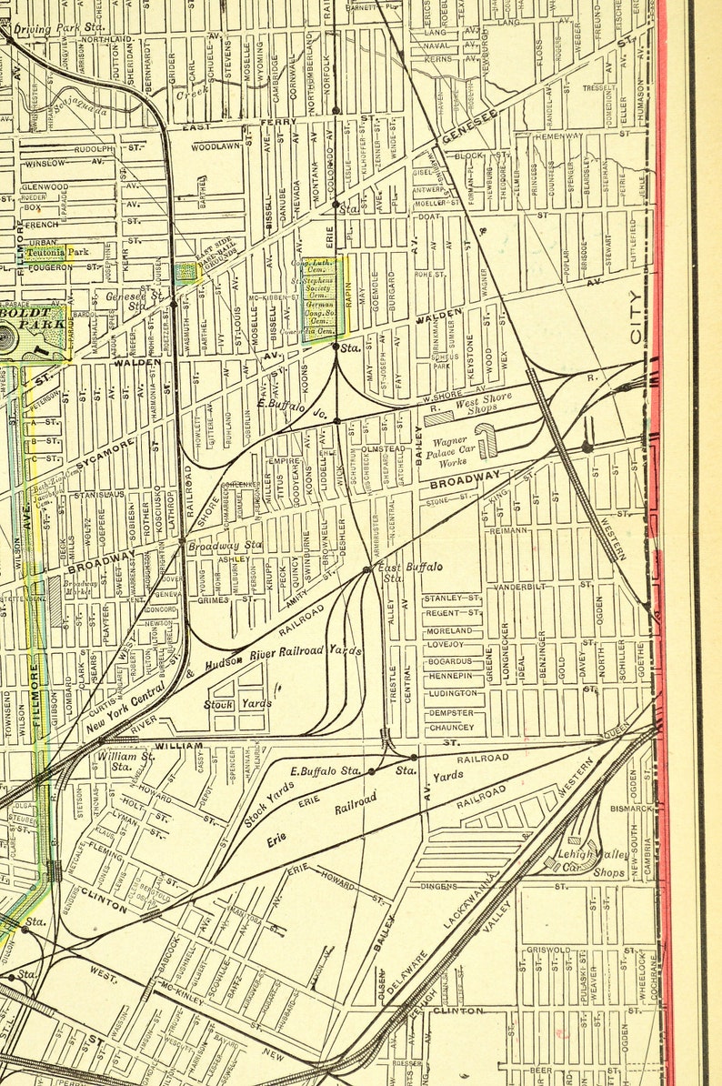 ORIGINAL Buffalo Street Map LARGE Wall Art Decor Antique | Etsy