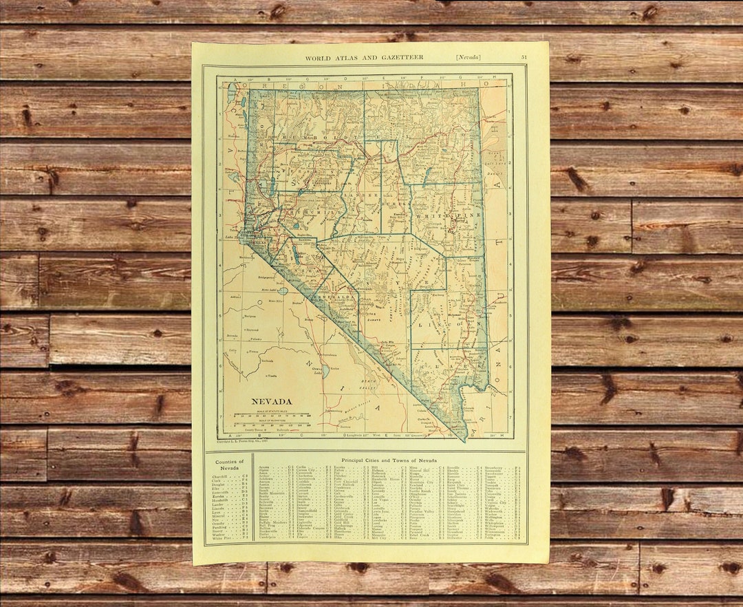 Antique NEVADA RAILROAD Map Wall Art Decor 1920s ORIGINAL Mens Gift - Etsy