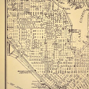Vintage SEATTLE Map City Street Wall Art Decor 1930s ORIGINAL Antique ...