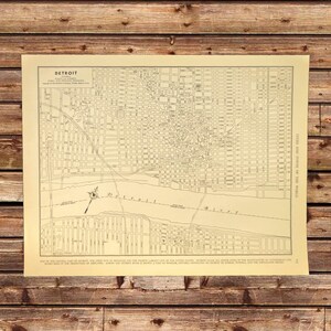 Vintage 1940s DETROIT STREET Map of Detroit City Map Wall Art ORIGINAL ...