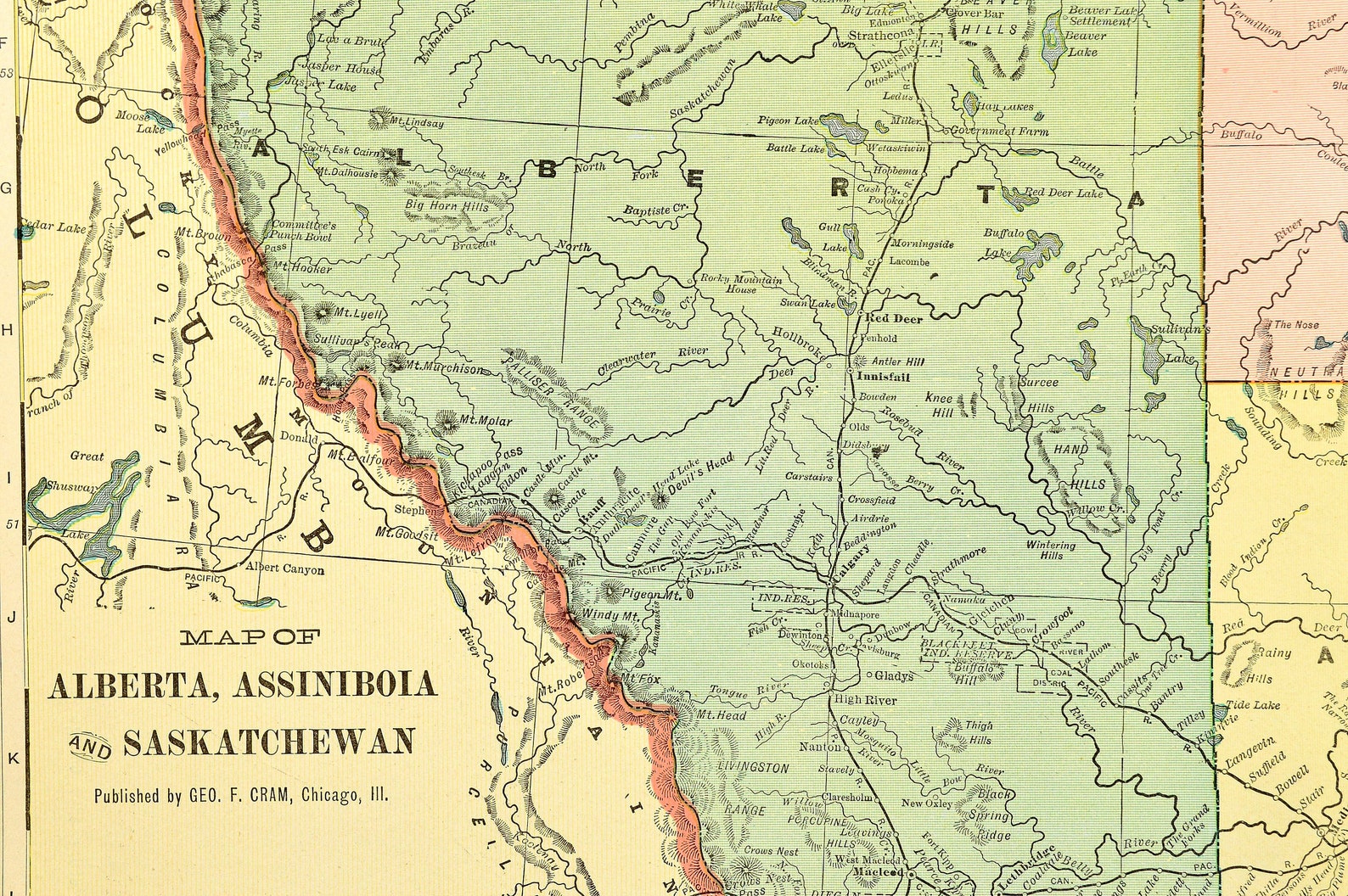 Alberta Map of Alberta Wall Decor Art LARGE Saskatchewan Map | Etsy